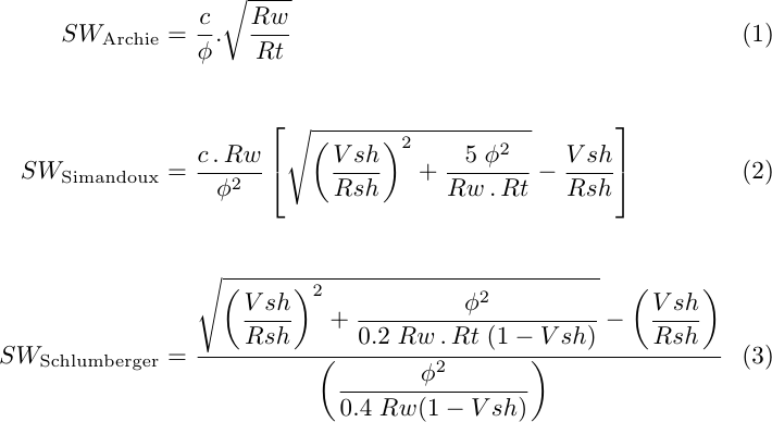 GeolOil - Calculating water saturation equations of Archie, Simadoux ...